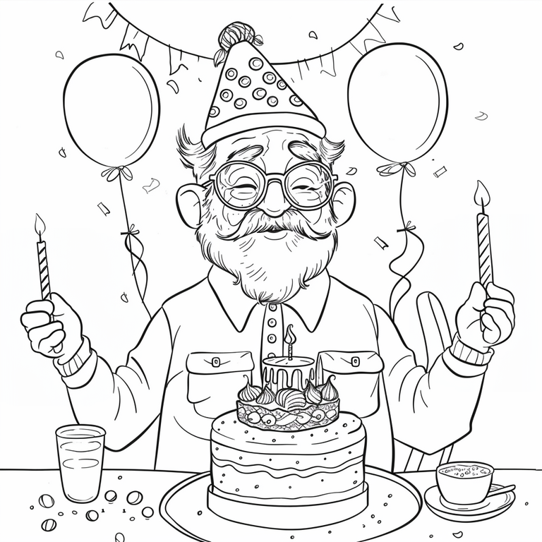 Ausmalbild Geburtstag Opa | Malvorlage kostenlos zum ausdrucken