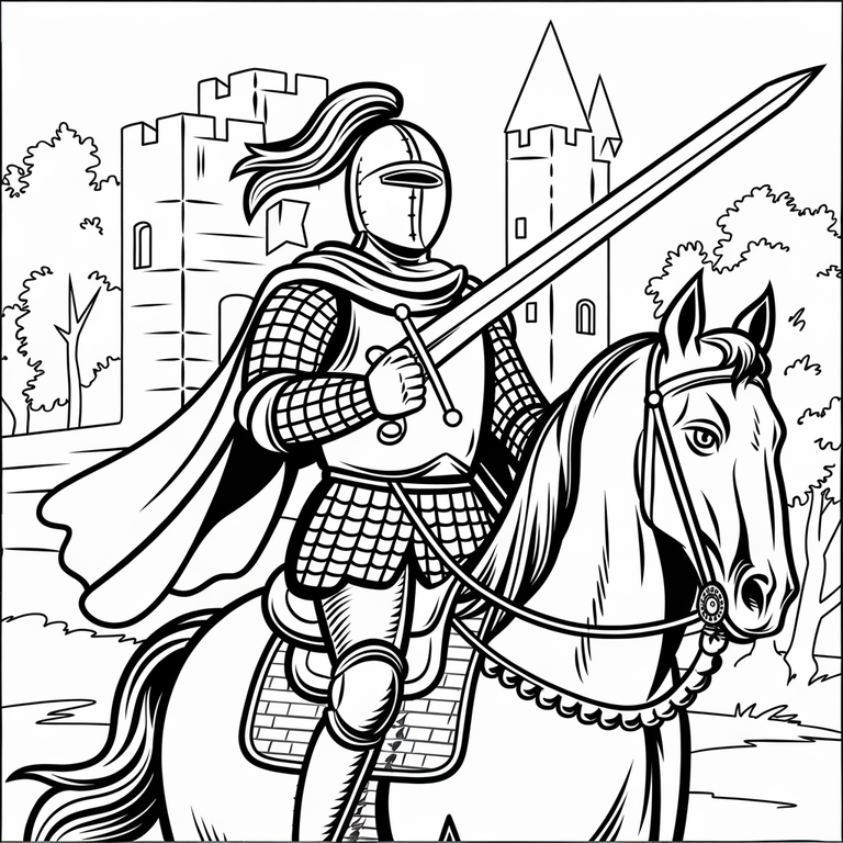 Ritter Ausmalbild | Malvorlage kostenlos zum ausdrucken