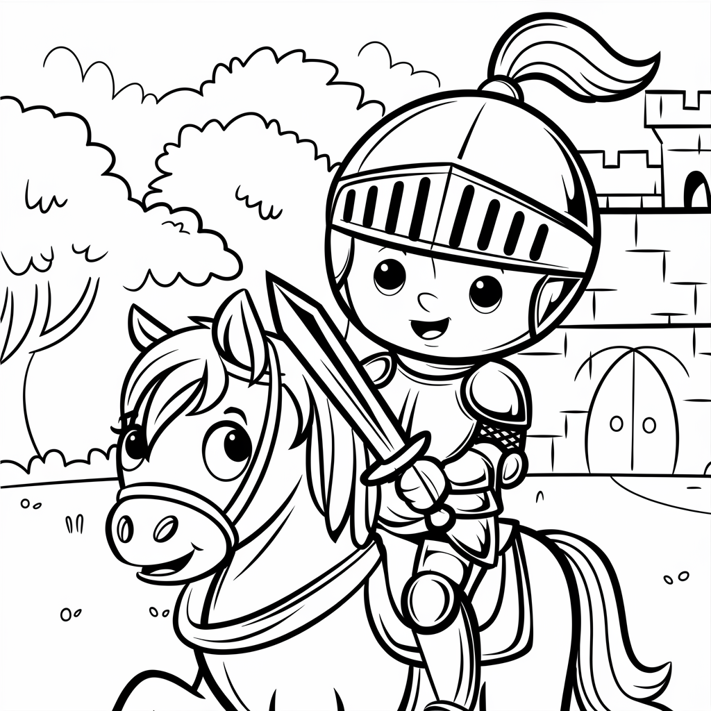 Ritter Ausmalbild | Malvorlage kostenlos zum ausdrucken